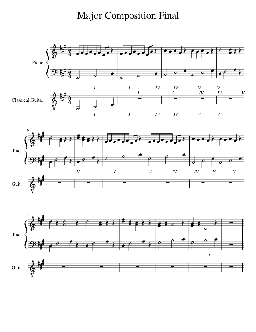 Major Composition Final Sheet music for Piano, Guitar (Mixed Duet ...
