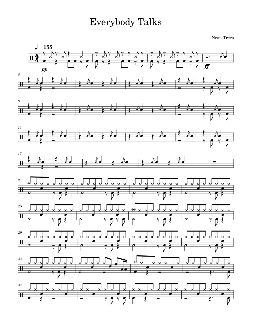 Everybody talks – Neon Trees Sheet music for Drum group (Solo ...
