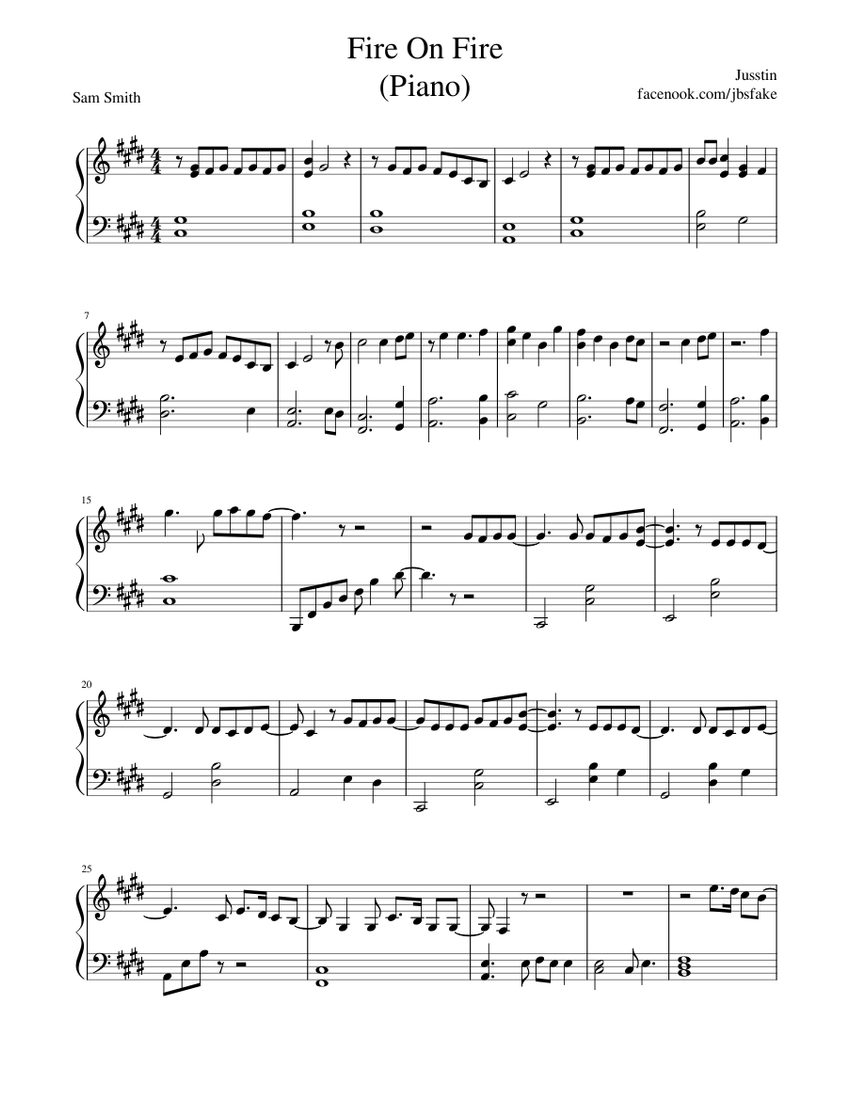 Fire_On_Fire_(Piano) Sheet music for Piano (Solo) Easy | Musescore.com