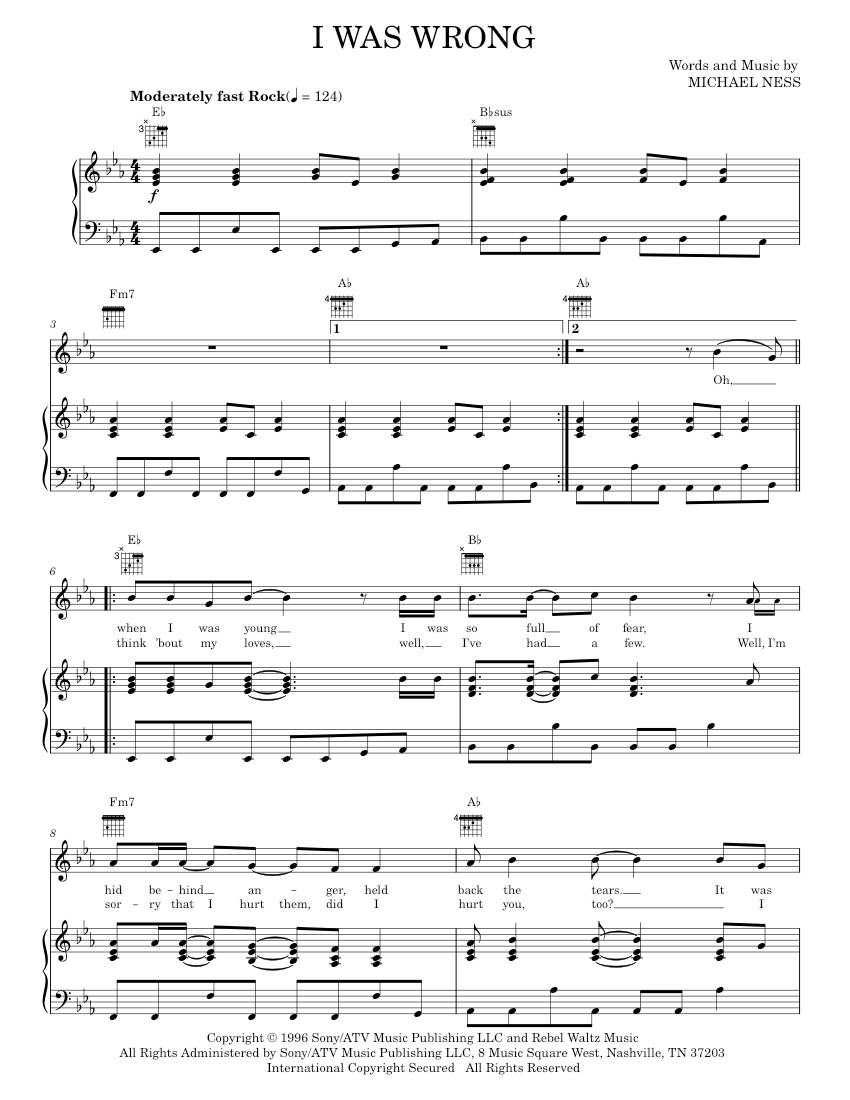 i was wrong Sheet music for Piano, Vocals by Social Distortion Official ...