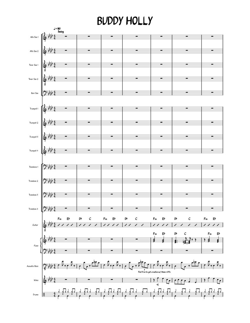 Buddy holly – Weezer Sheet music for Piano, Trombone, Saxophone alto, Saxophone tenor & more ...