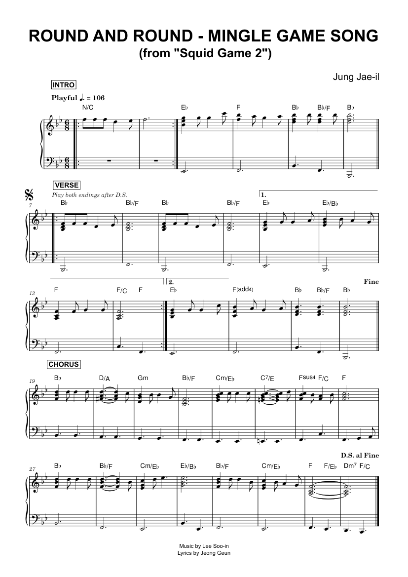 Play Official version of Mingle Game Song (Round and Round) Sheet Music ...