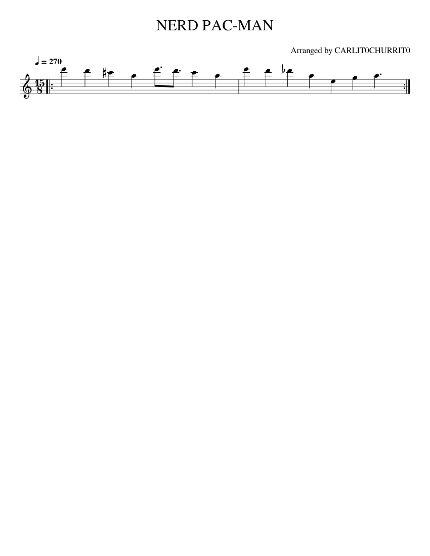 NERD PAC-MAN MUSIC by CARLIT0CHURRIT0 Sheet music for Saxophone alto ...