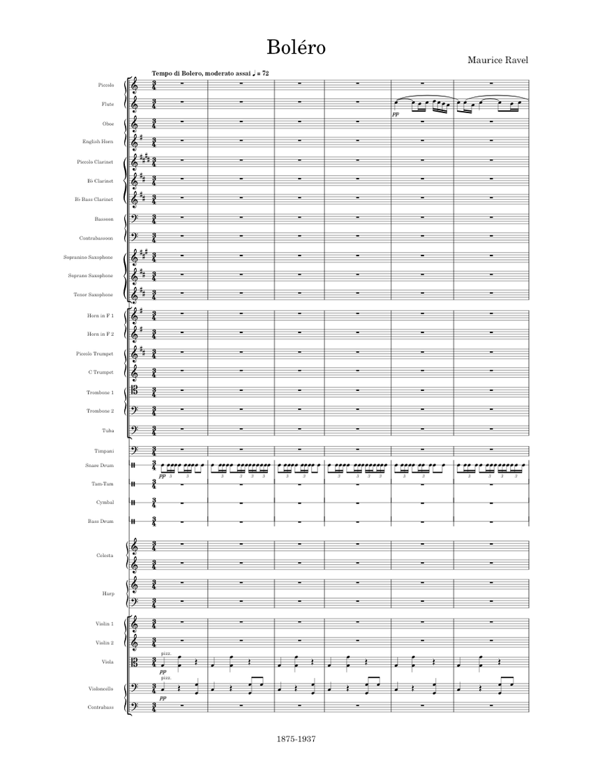 Bolero – Maurice Ravel Sheet music | Musescore.com