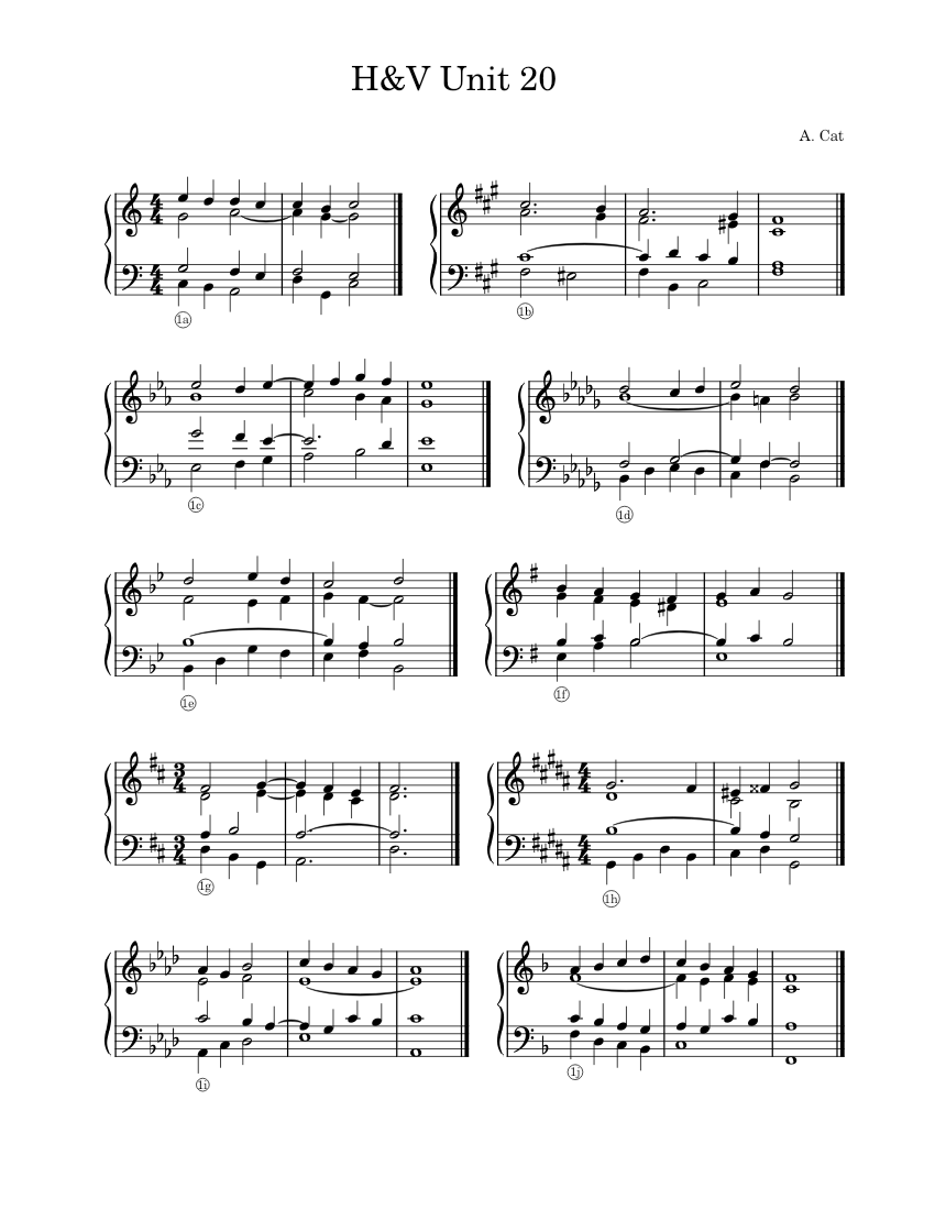 Harmony & Voice Leading Unit 20 Exercises Sheet music for Organ (Solo ...