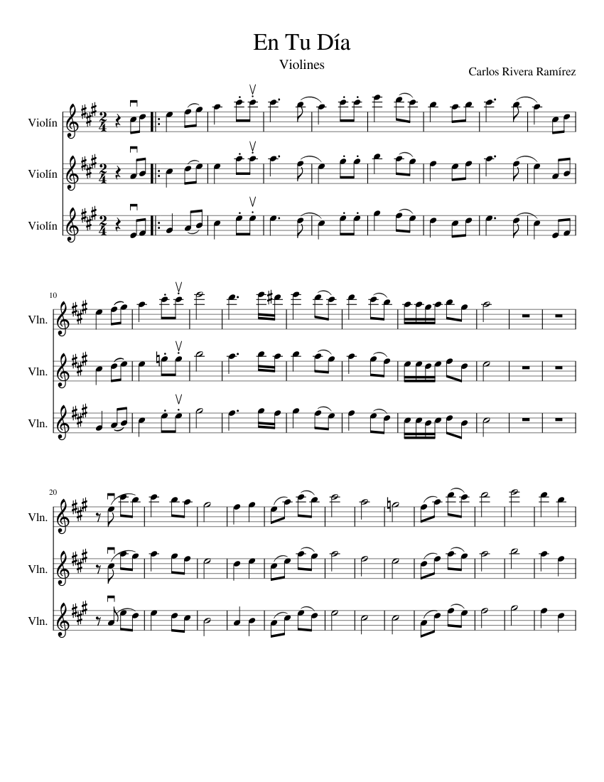 En tu día - Pedro Infante Sheet music for Violin (Mixed Trio ...