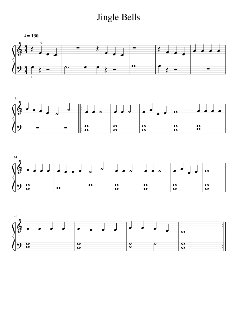 Jingle Bells (for beginner) Sheet music for Piano (Solo) Easy ...
