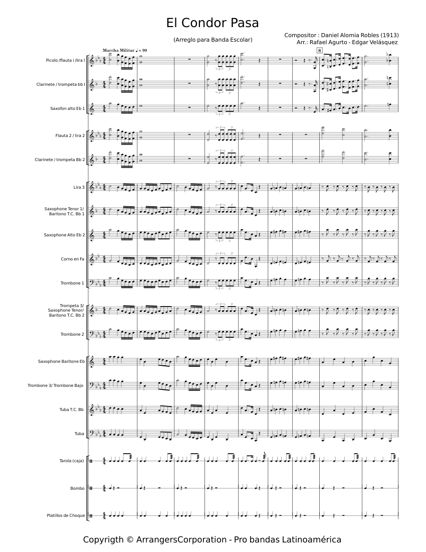 El condor pasa - Daniel Alomía Robles Sheet music for Trombone, Tuba ...