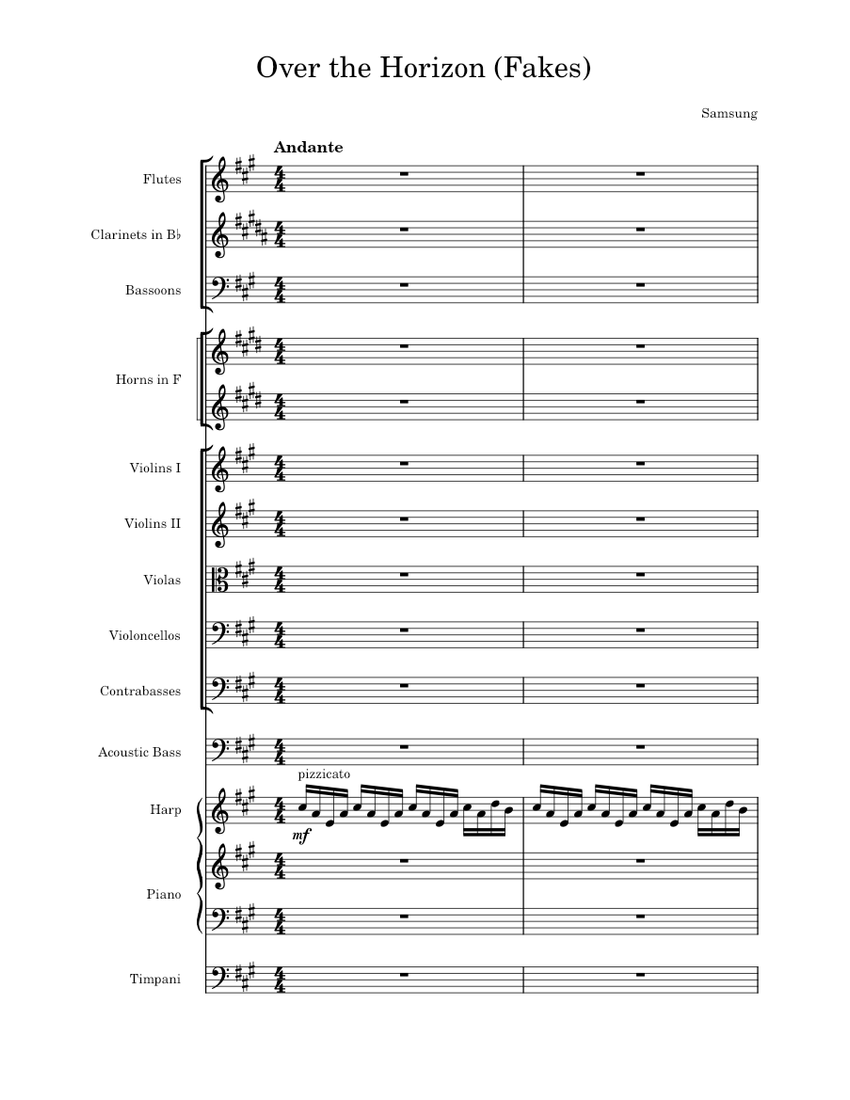 Over the Horizon Sheet music for Piano, Flute, Clarinet in b-flat ...