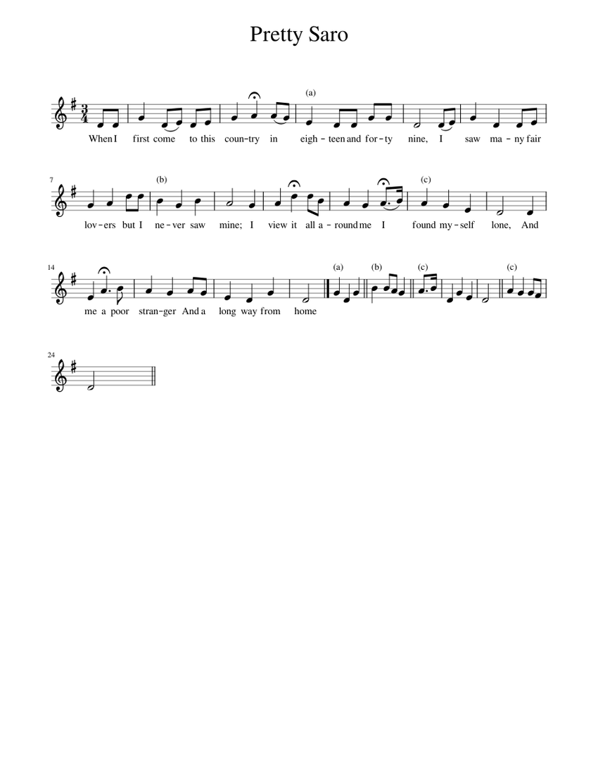 Pretty Saro Sheet music for Piano (Solo) Easy | Musescore.com