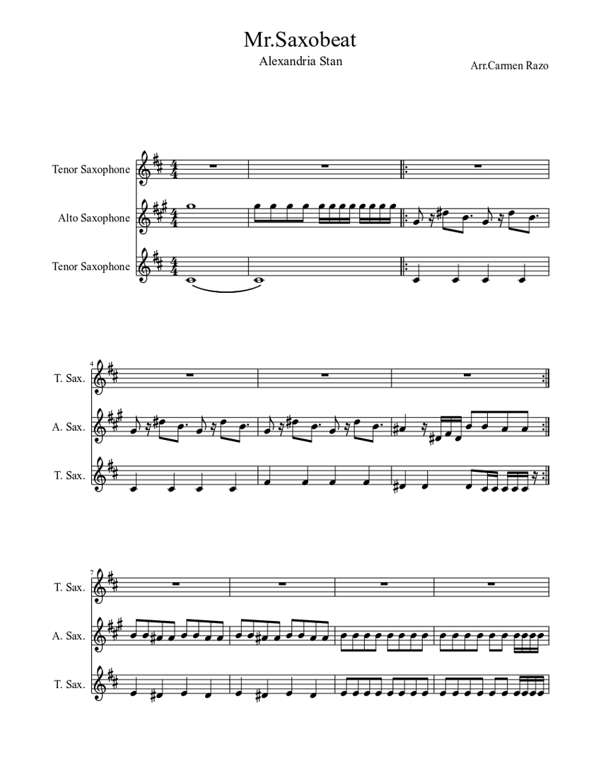 Mr.Saxobeat Sheet music for Saxophone alto, Saxophone tenor (Saxophone Ensemble) | Musescore.com