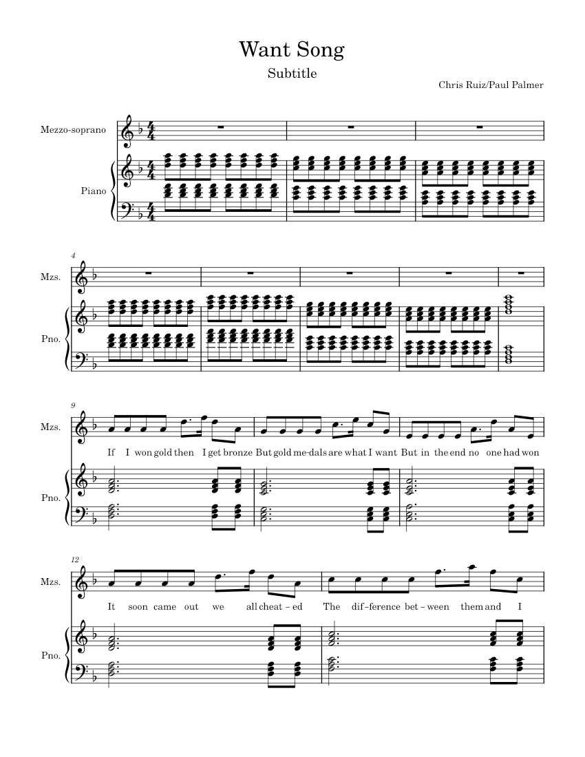 Want_Song Sheet music for Piano, Synthesizer (Mixed Duet) | Musescore.com