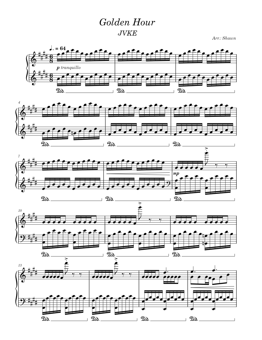 Golden hour – JVKE (Original Ver.) Sheet music for Piano (Solo ...