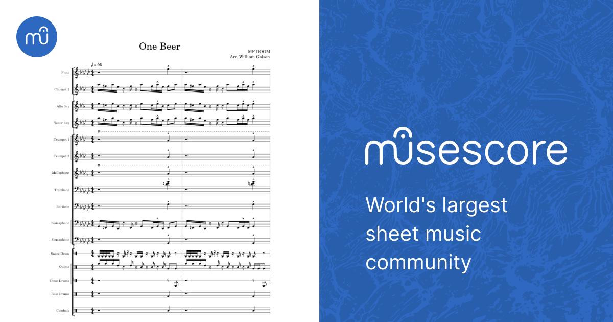 One Beer – MF DOOM Sheet music for Trombone, Flute, Clarinet in b-flat ...