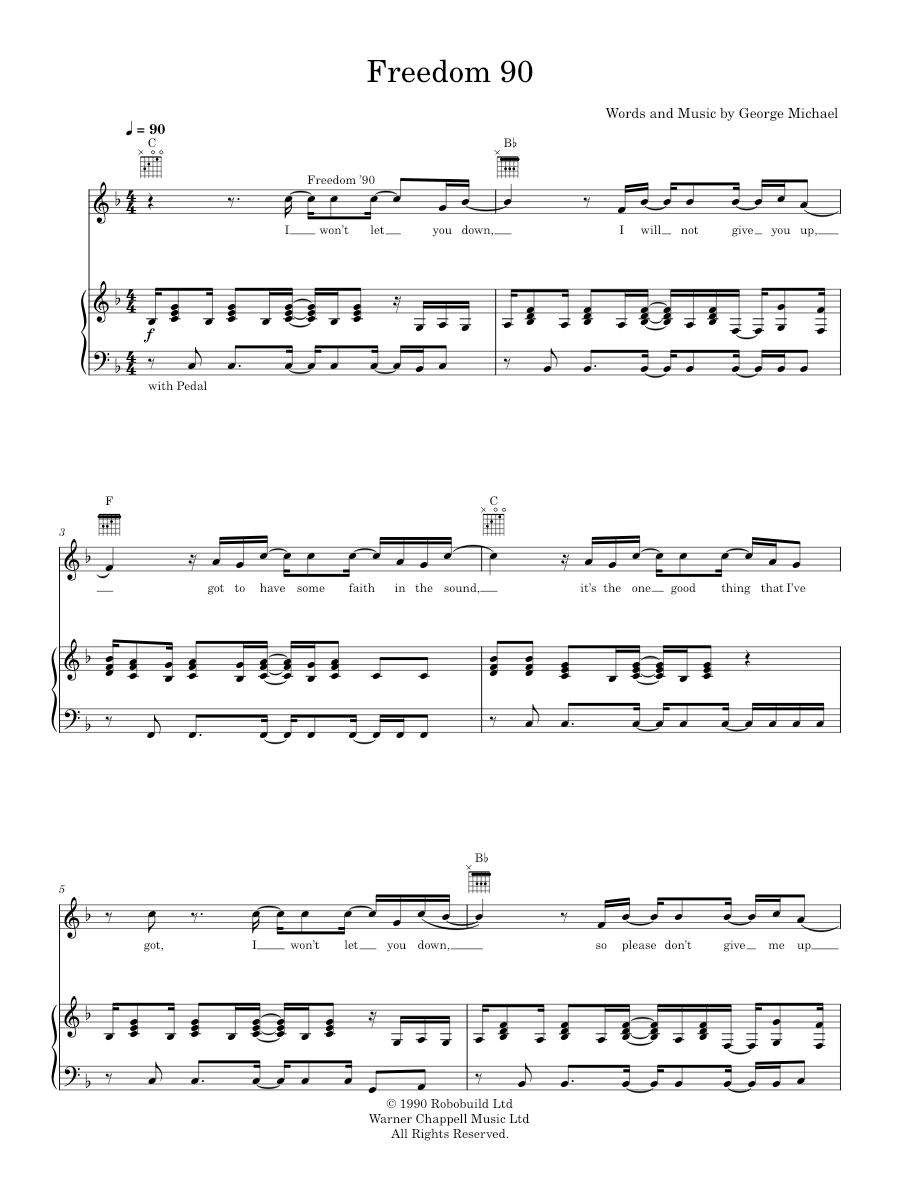 freedom 90 Sheet music for Piano, Vocals by George Michael Official ...