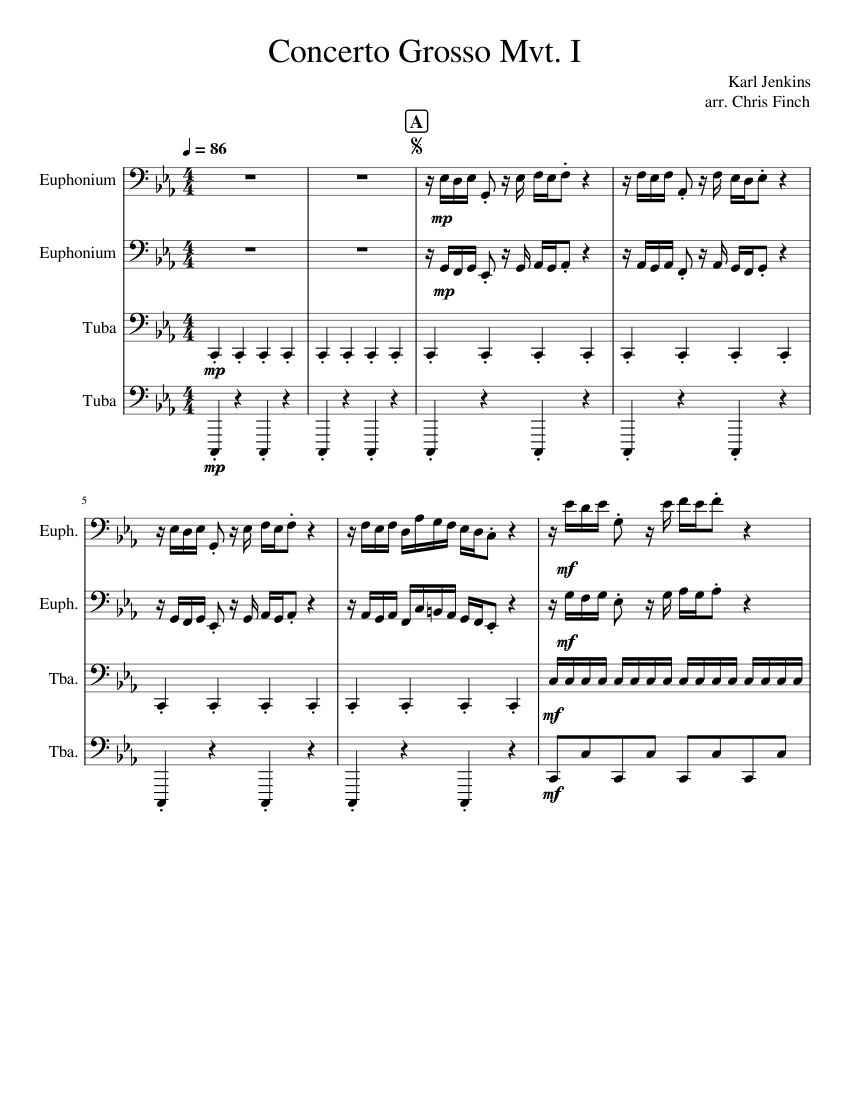 Palladio – Karl Jenkins Sheet music for Euphonium, Tuba (Brass Quartet) | Musescore.com