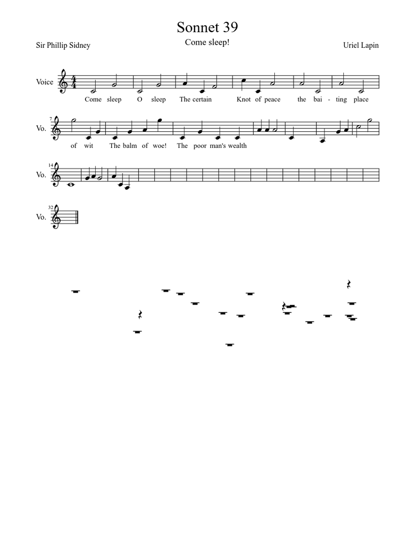 Sonnet 39 Sheet music for Voice (Other) (Solo) | Musescore.com