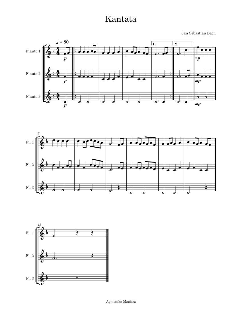 Kantata Sheet music for Flute (Solo) | Musescore.com