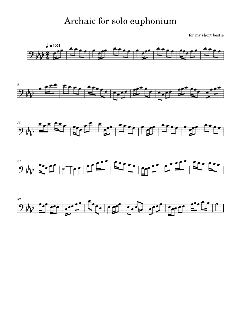 Archaic, for solo euphonium Sheet music for Euphonium (Solo ...