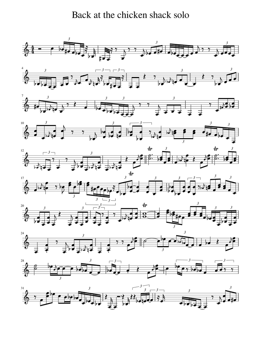 Back at the chicken shack solo Sheet music for Piano (Solo) | Musescore.com
