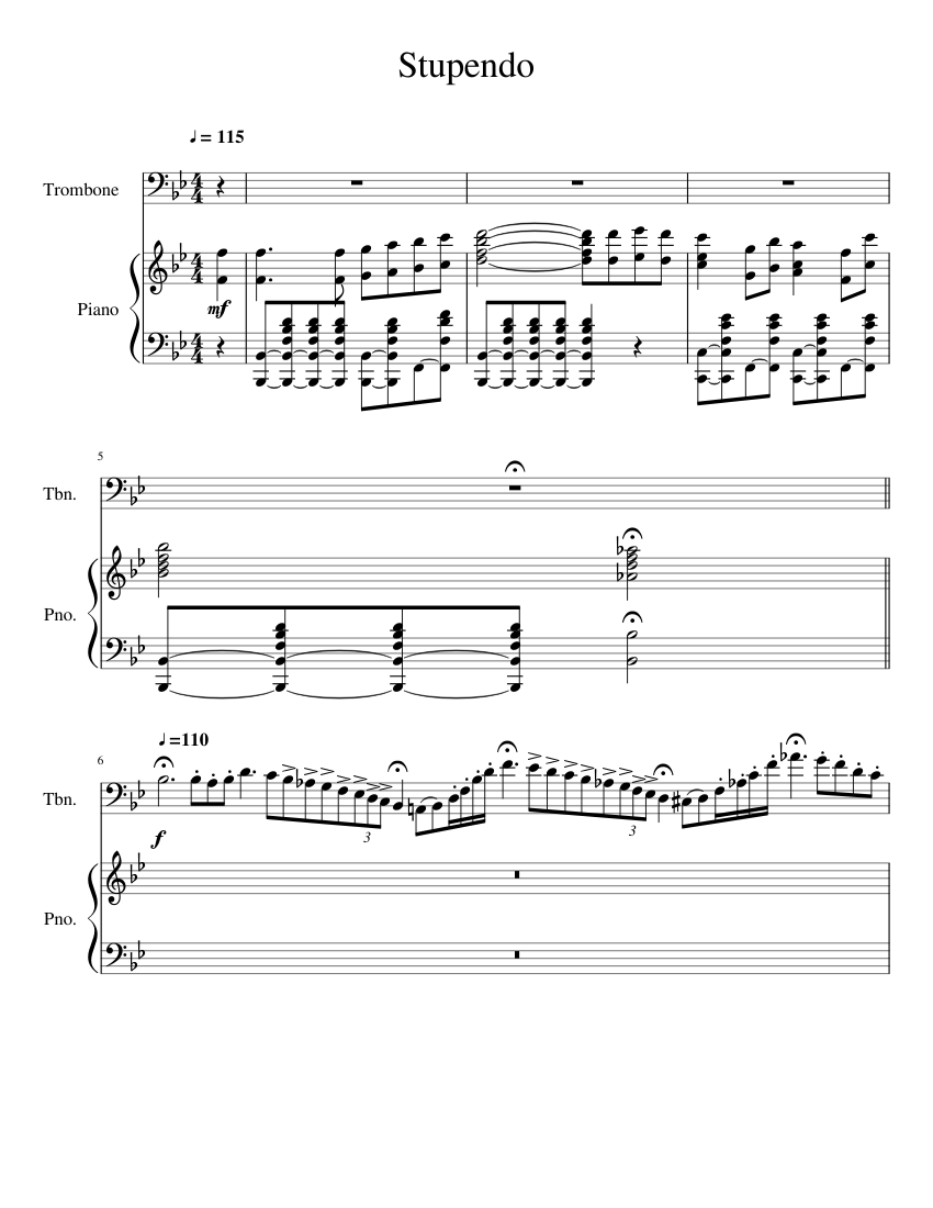 Stupendo Sheet music for Piano, Trombone (Solo) | Download and print in ...