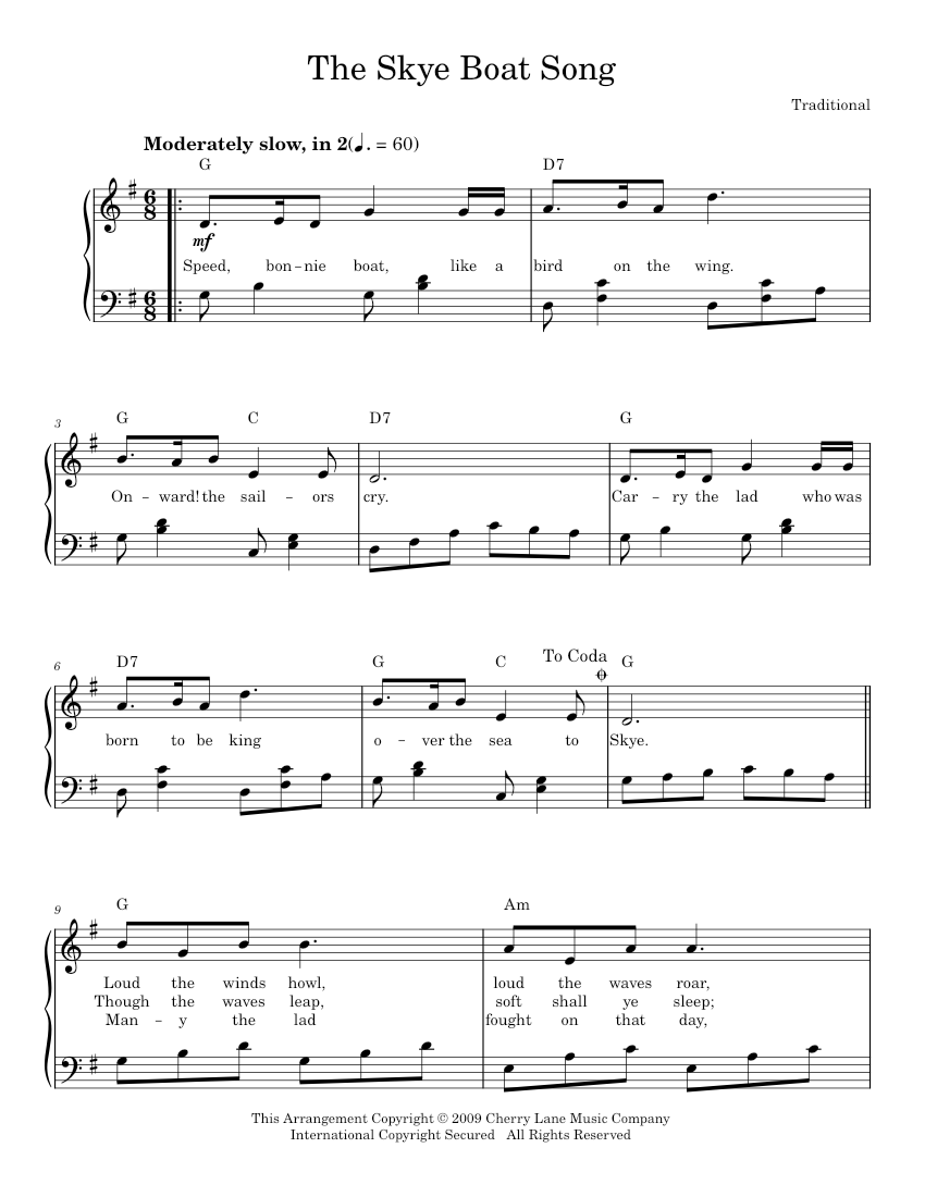 Play Official version of The skye boat song sheet music by Misc ...