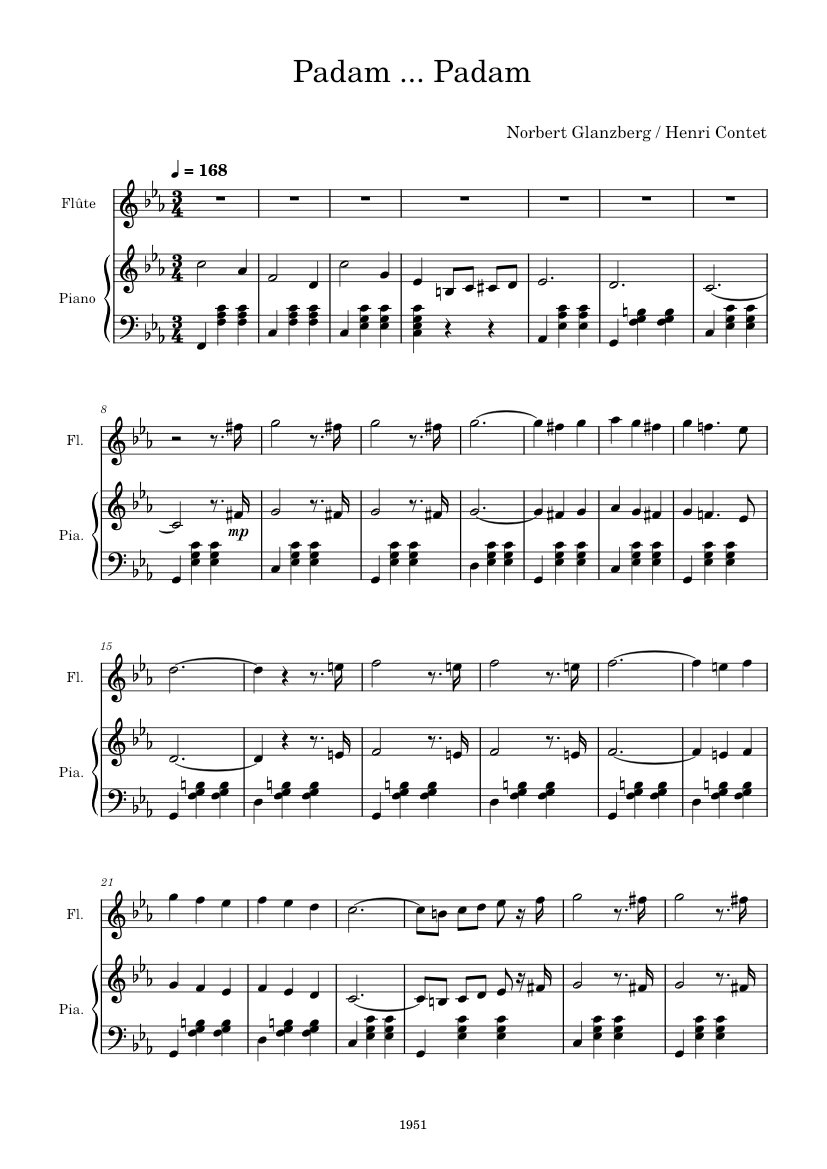 Padam ... Padam - Norbert Glanzberg / Henri Contet Sheet Music for ...