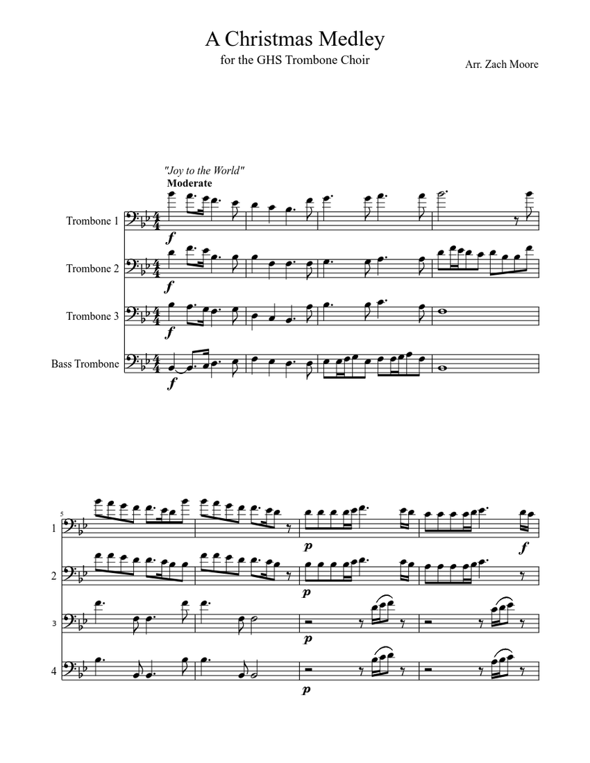 A Christmas Medley Sheet music for Trombone (Mixed Trio) | Musescore.com