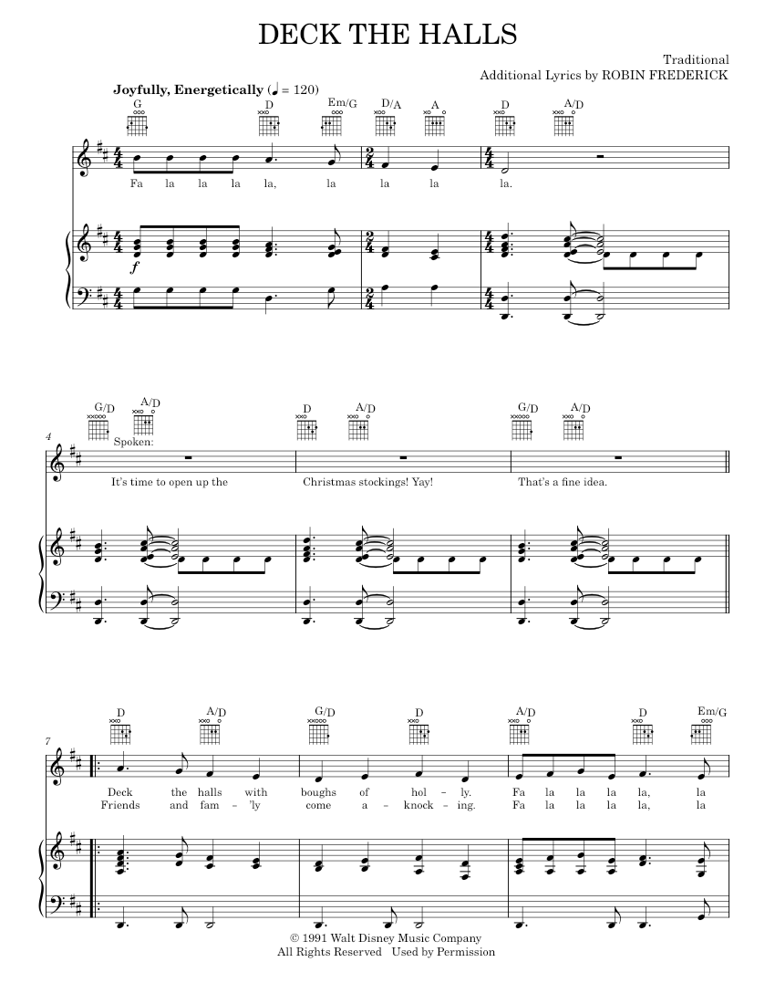 deck the halls Sheet music for Piano, Vocals: Music Notes