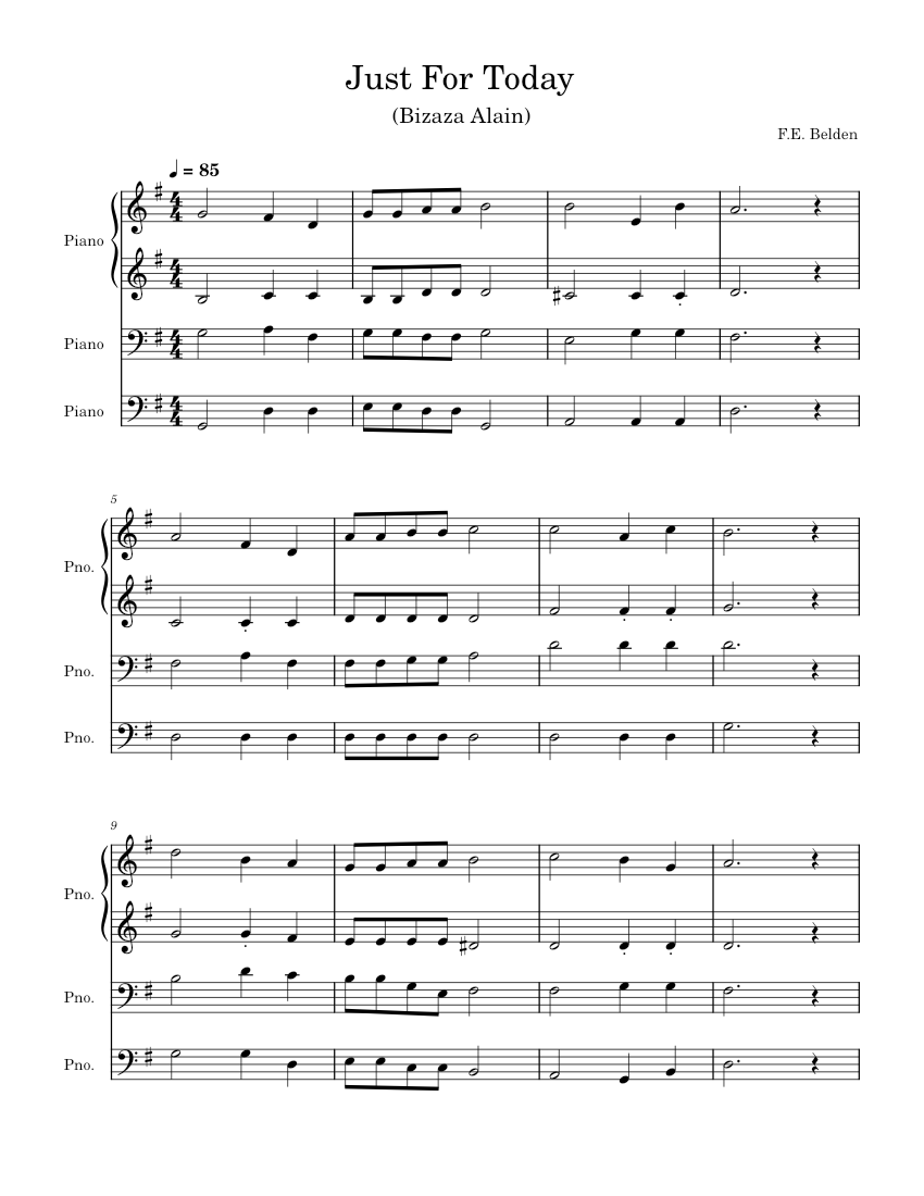 Just For Today – F. E. Belden - piano tutorial
