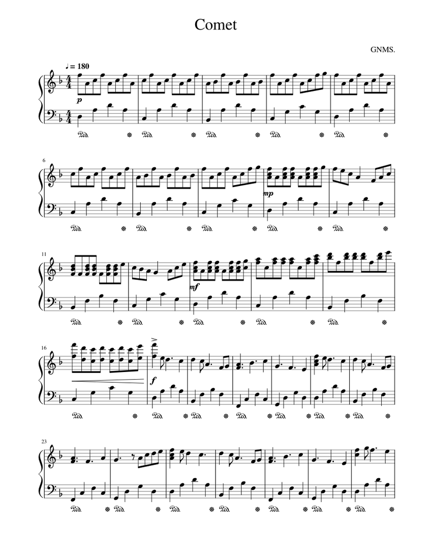 Comet Sheet music for Piano (Solo) | Musescore.com