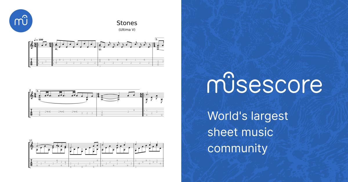 Ultima 6 stones - David Iolo Watson Sheet music for Guitar (Mixed Duet ...