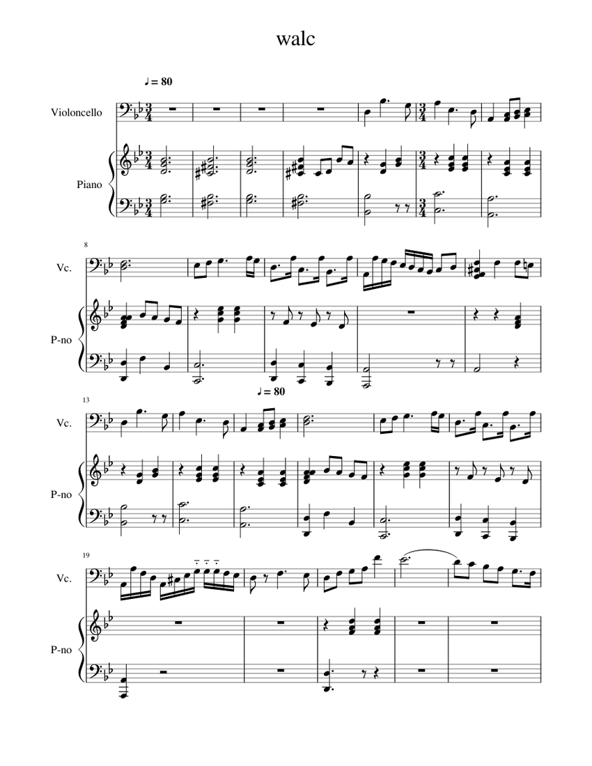 walc Sheet music for Piano, Cello (Solo) | Musescore.com