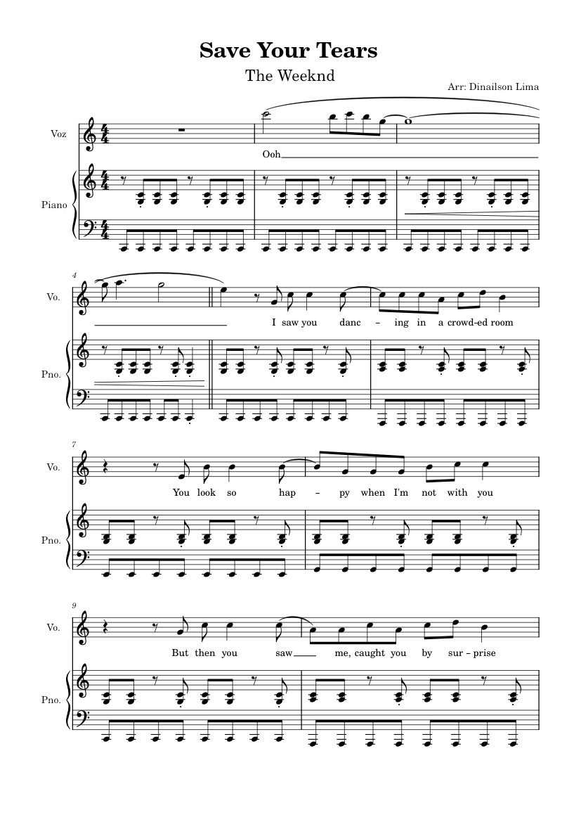 Save Your Tears - The Weeknd Sheet Music for Piano, Vocals (Piano-Voice ...