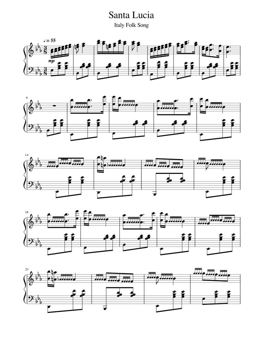 Santa Lucia Sheet music for Piano (Solo) | Download and print in PDF or ...