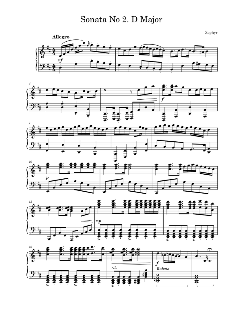 Sonata No 2. in D major Sheet music for Piano (Solo) | Musescore.com