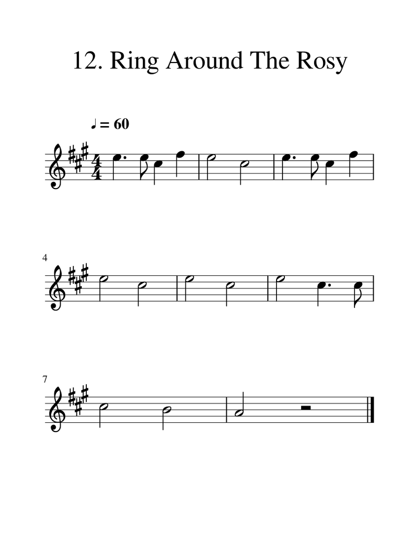 Elementary 1 , 12. Ring Around The Rosy Sheet music for Violin (Solo ...
