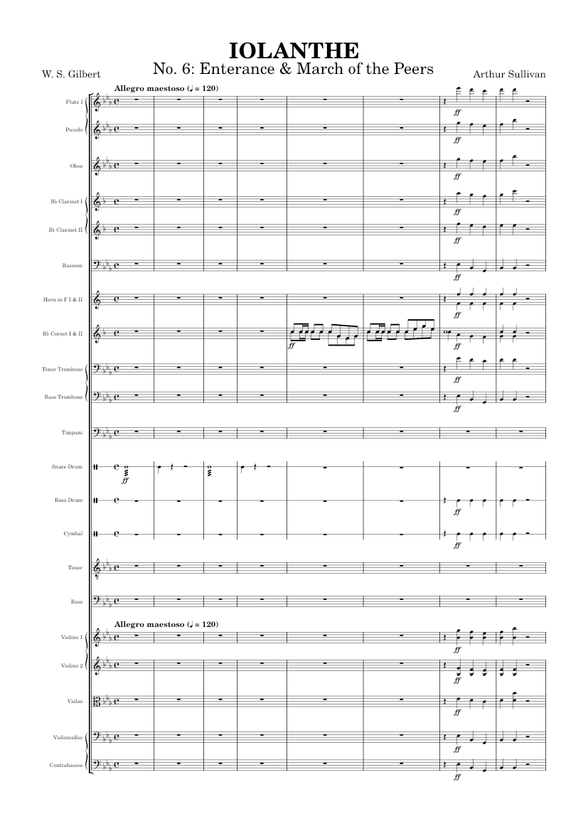 Iolanthe – Arthur Sullivan No. 6 - Enterance & March of Peers Sheet ...