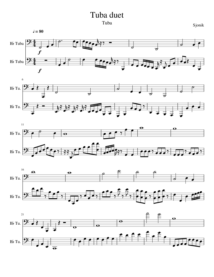 Tuba duet Sheet music for Tuba (Brass Duet) | Musescore.com
