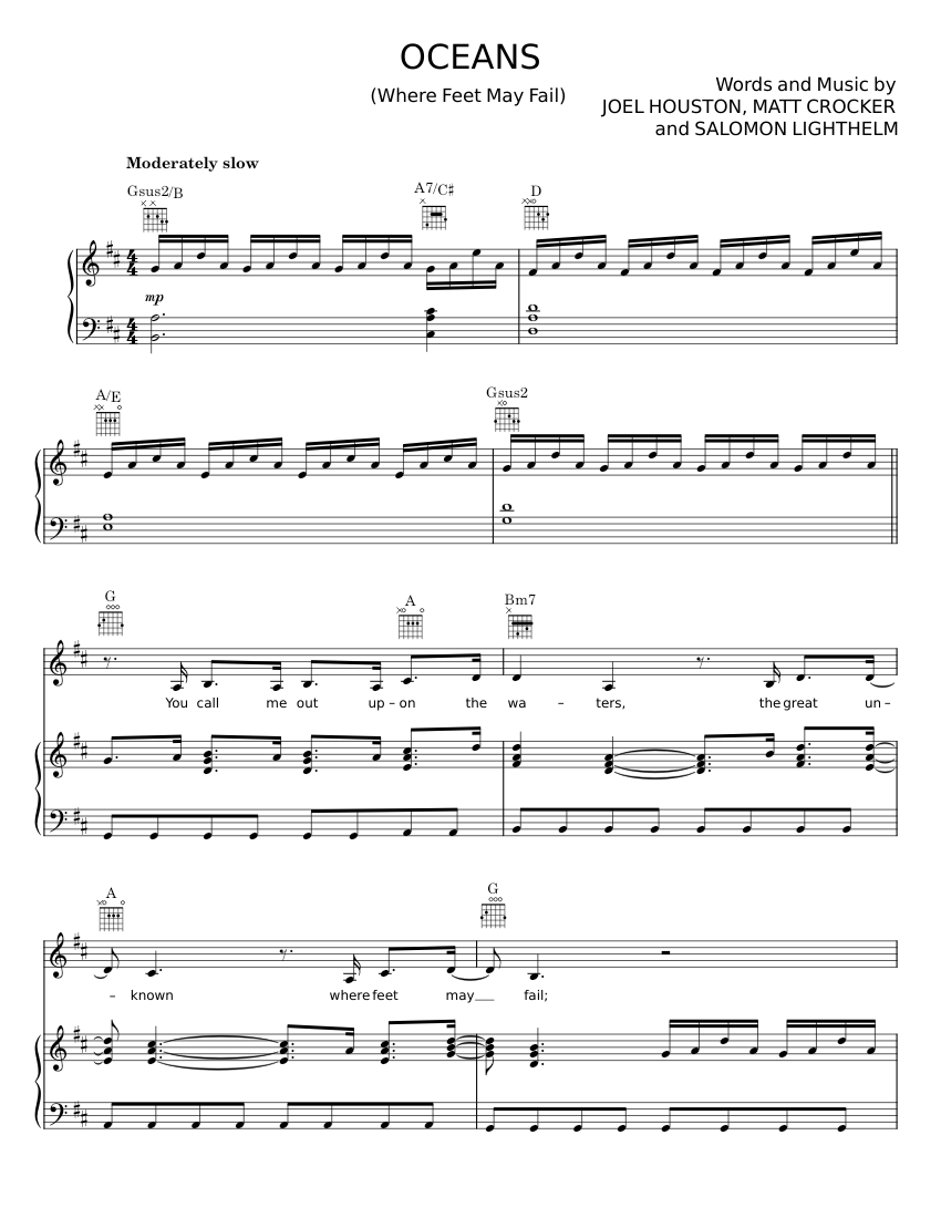 Oceans where feet may fail - Hillsong United Sheet music for Piano ...