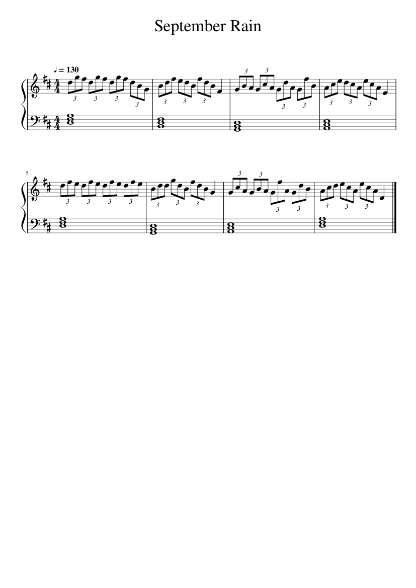 September Rain Sheet music for Piano (Solo) Easy | Musescore.com