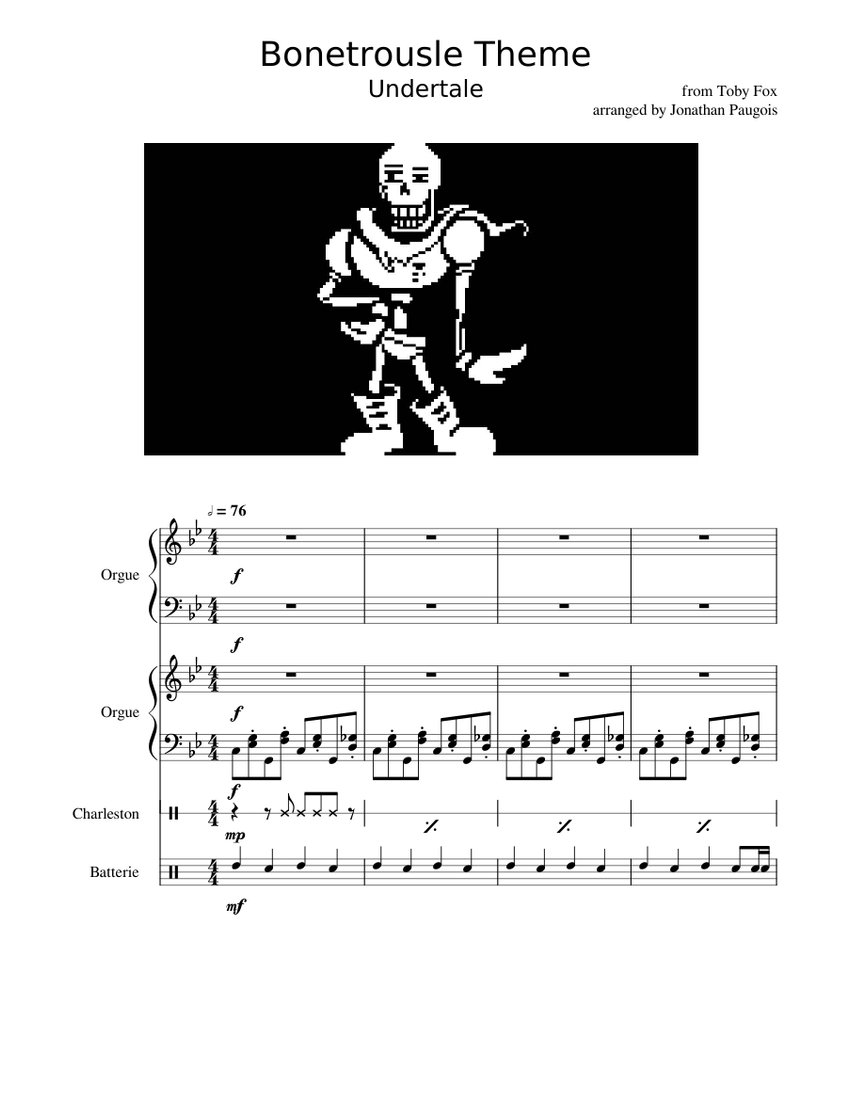 Bonetrousle Theme | Undertale OST Sheet music for Drum Group, Organ, Hi ...