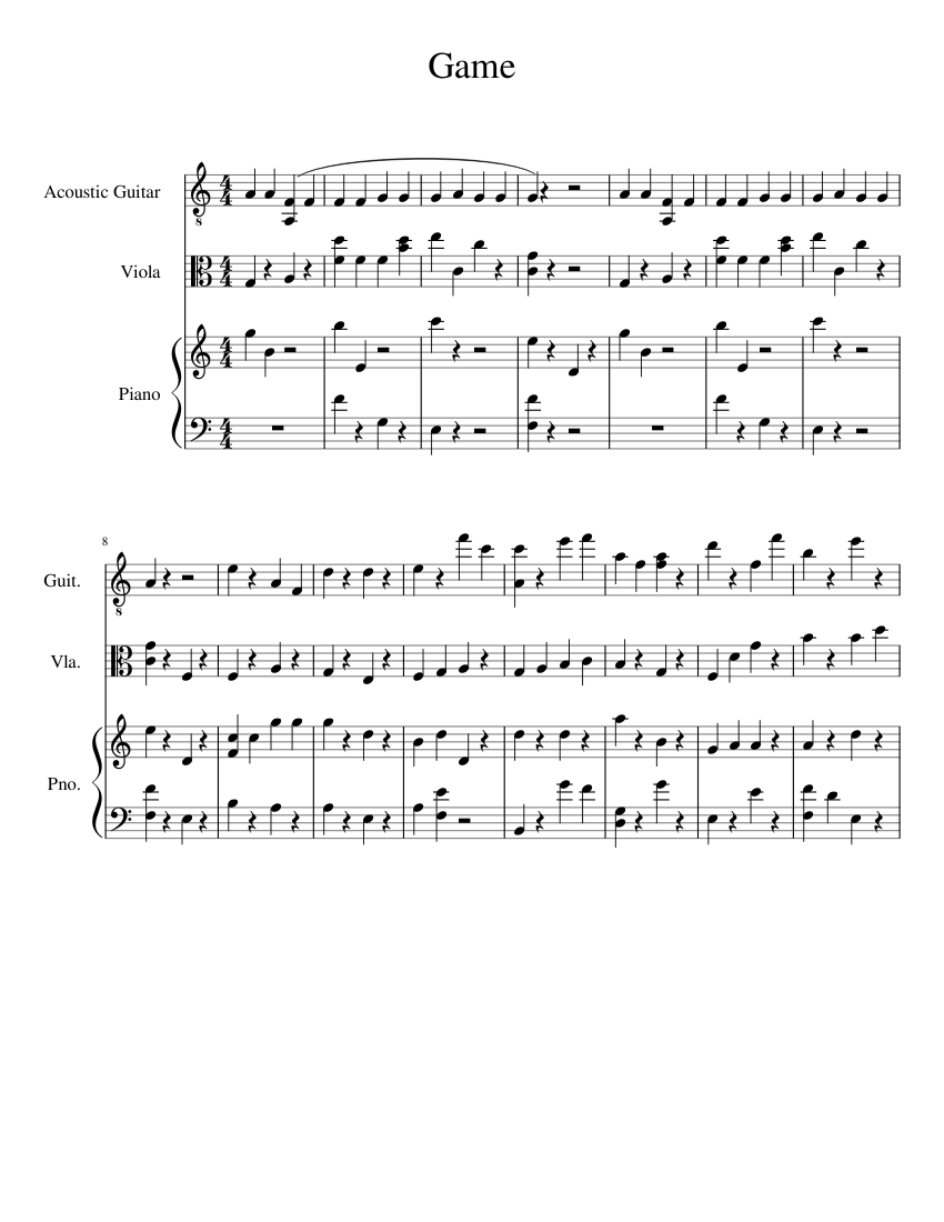 Some Classical Music-Viola, Acoustic Guitar, and piano Sheet music for ...