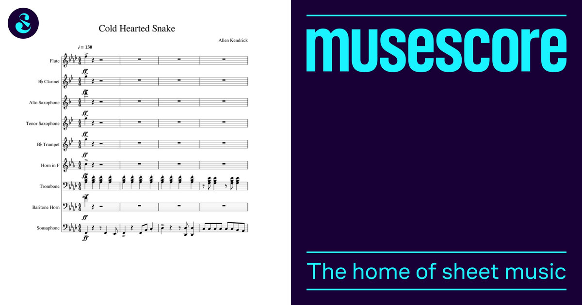 Cold Hearted Snake Sheet music for Trombone, Flute, Clarinet in b-flat ...