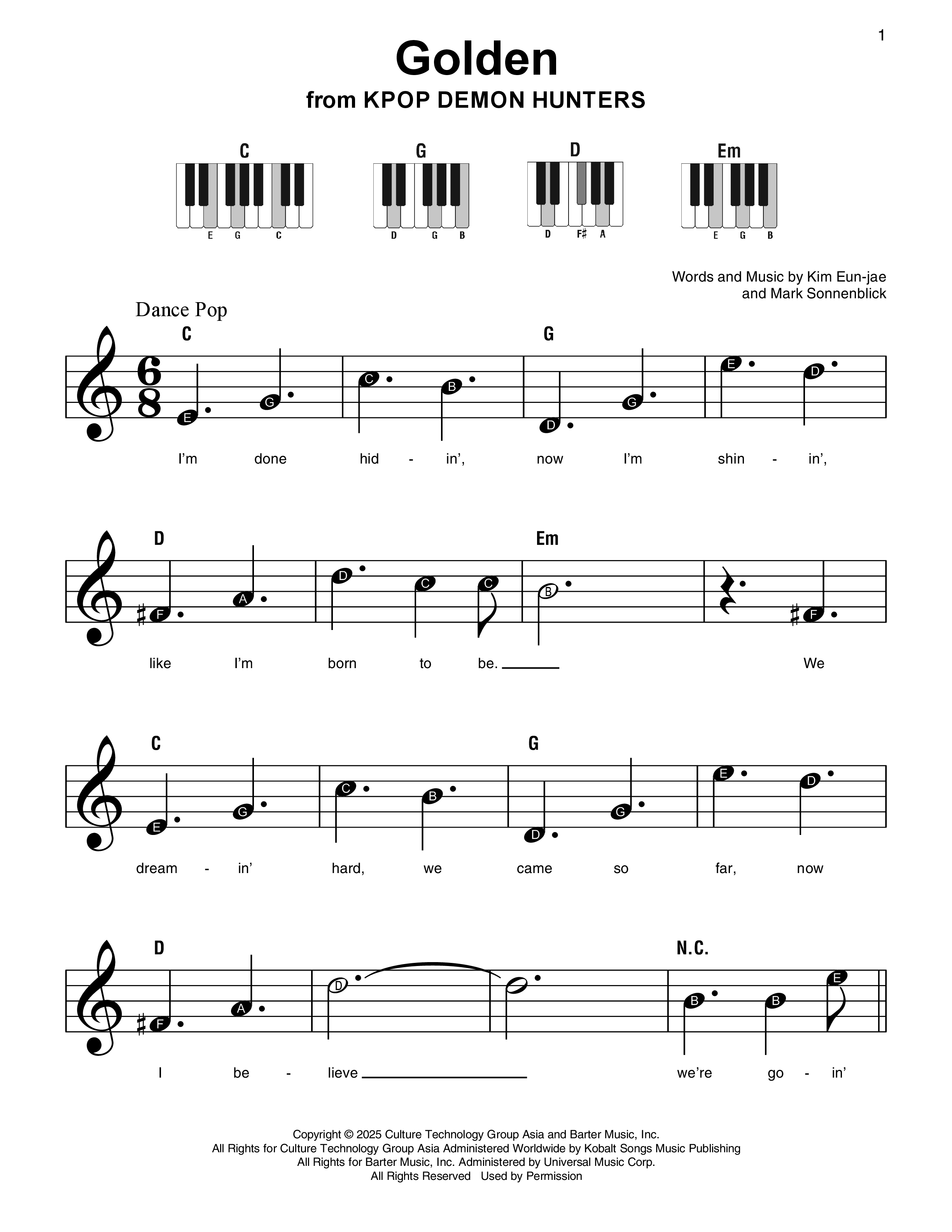 Play Official version of Golden Sheet Music by HUNTR/X for Piano | MuseScore.com