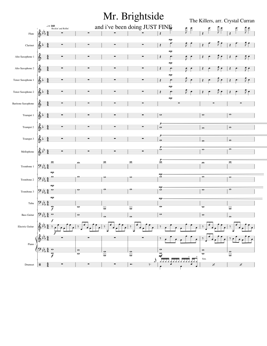 Mr. Brightside Pep Band Arrangement Sheet music for Piano, Trombone ...