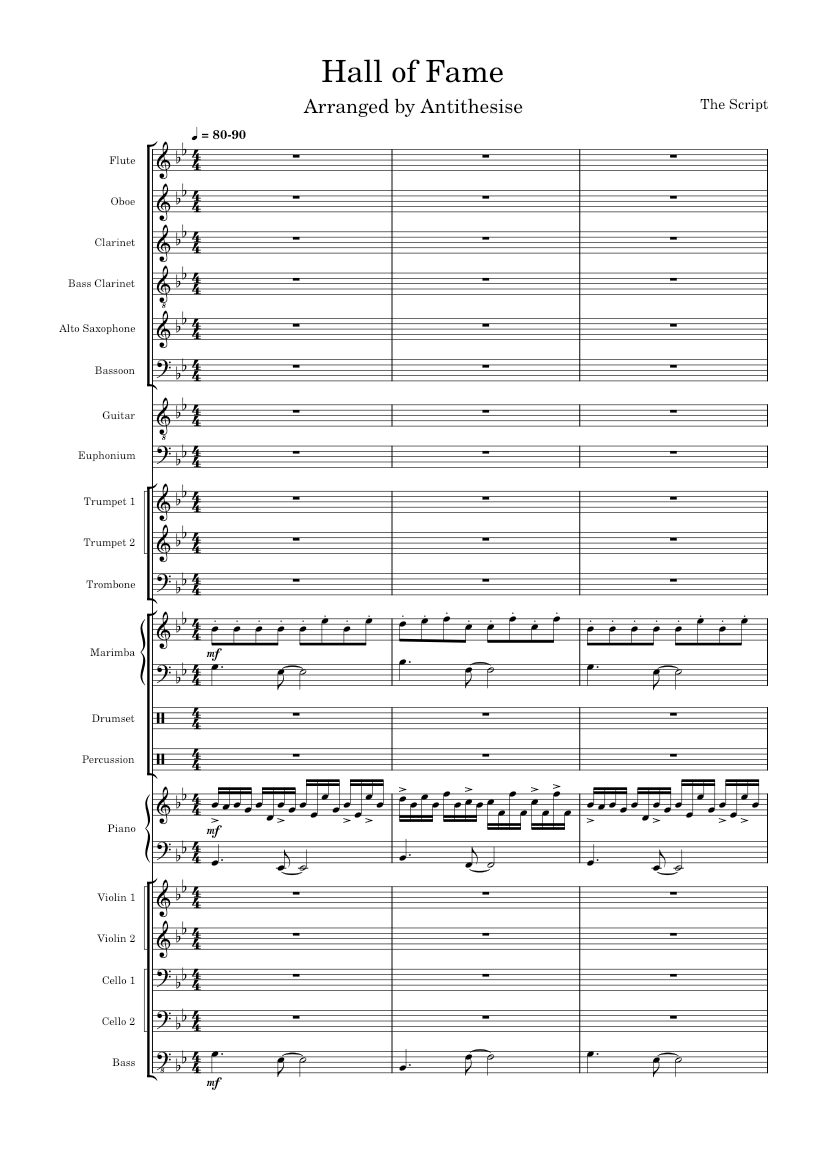 Hall of fame – The Script The Script – Hall of Fame Sheet Music for ...