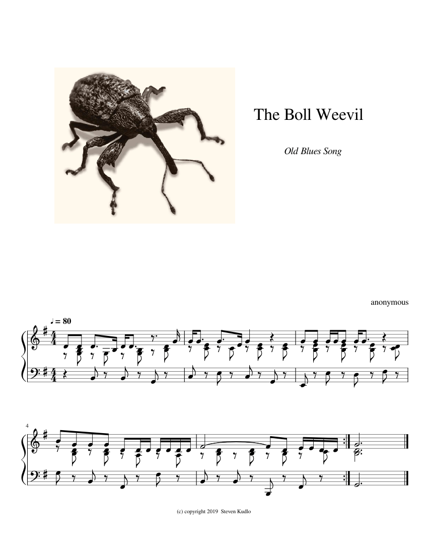 The Boll Weevil Sheet music for Piano (Solo) | Musescore.com