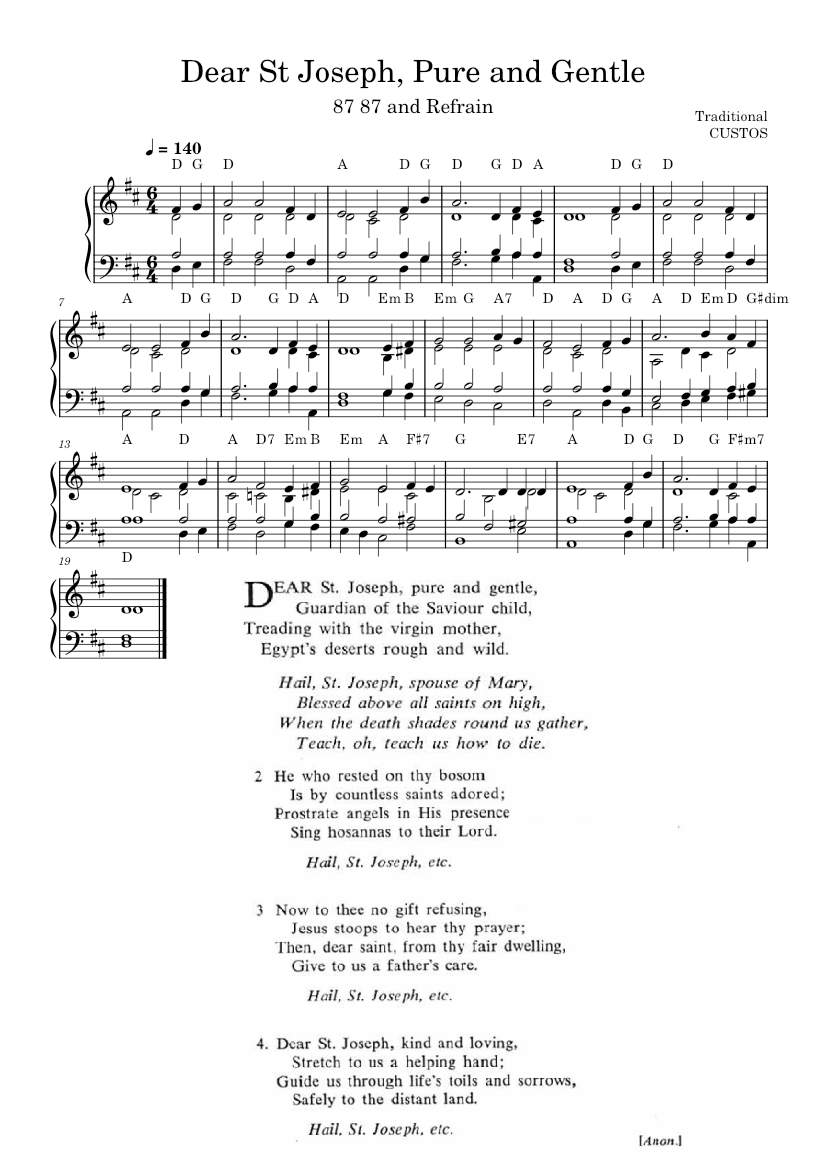 183. Dear St Joseph Pure and Gentle. Hymn to St Joseph. St Andrew ...