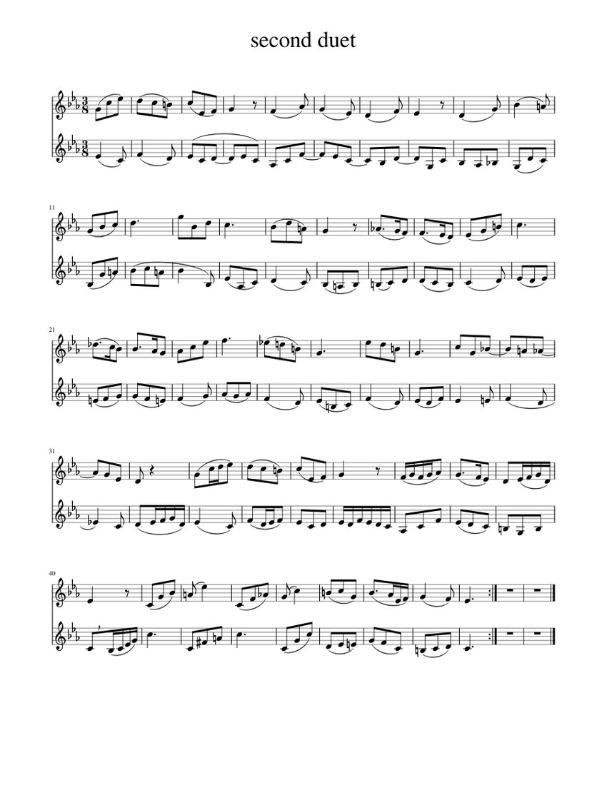 second duet Sheet music for Trumpet (In B Flat) (Brass Duet ...